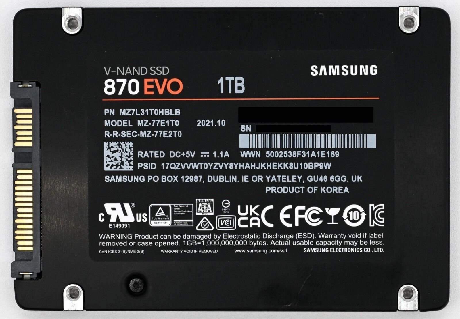 1TB Samsung 870 EVO 2.5 Inch SATA III Internal SSD Solid State (MZ-77E1T0B/AM) - Assuranttech